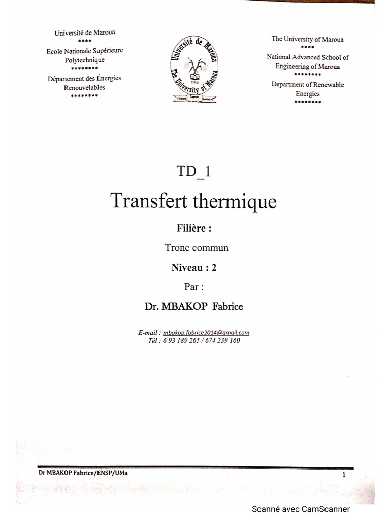 TD TRANSFERTS THERMIQUES | PDF