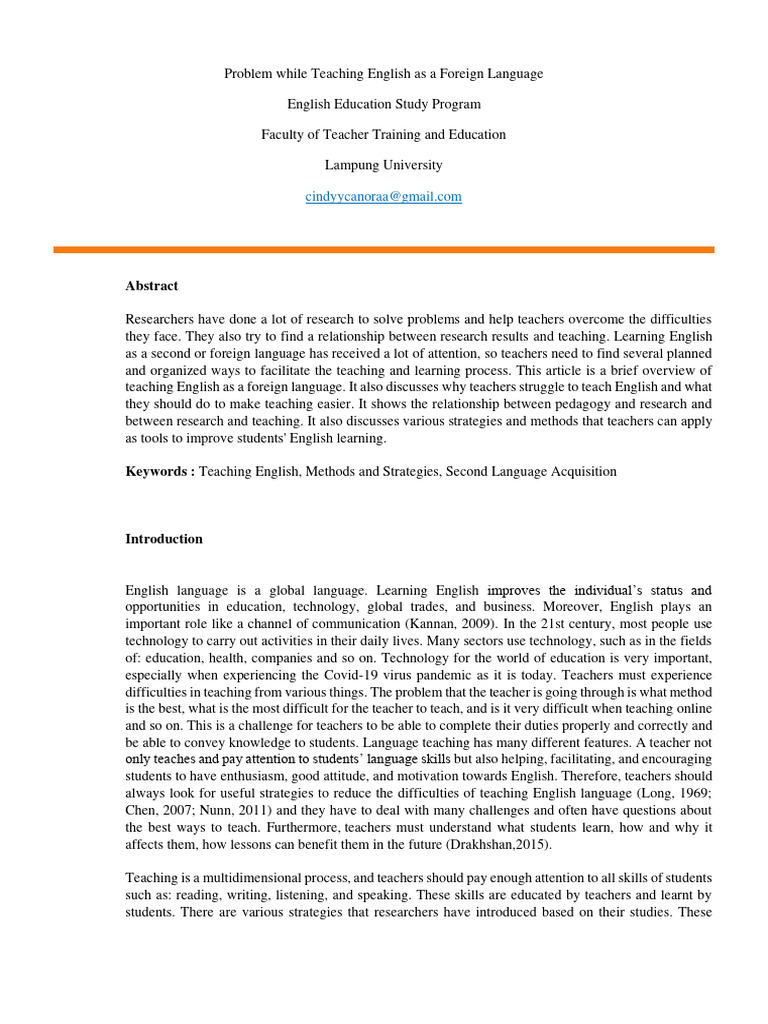 Article Academic Writing Cindy Canora | PDF | Teachers | Learning Article Academic Writing Cindy Canora | PDF | Teachers | Learning