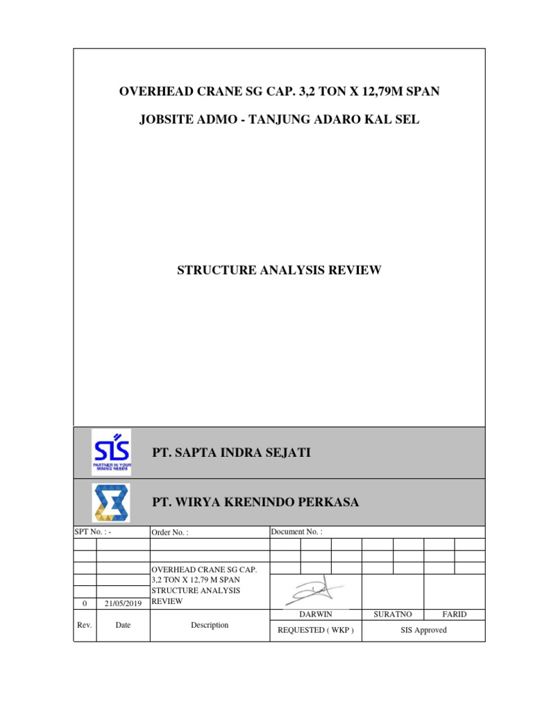 LAPORAN OHC SG 3,2 TON X 12,79 SPAN (SE18.1479) | PDF | Crane (Machine ...