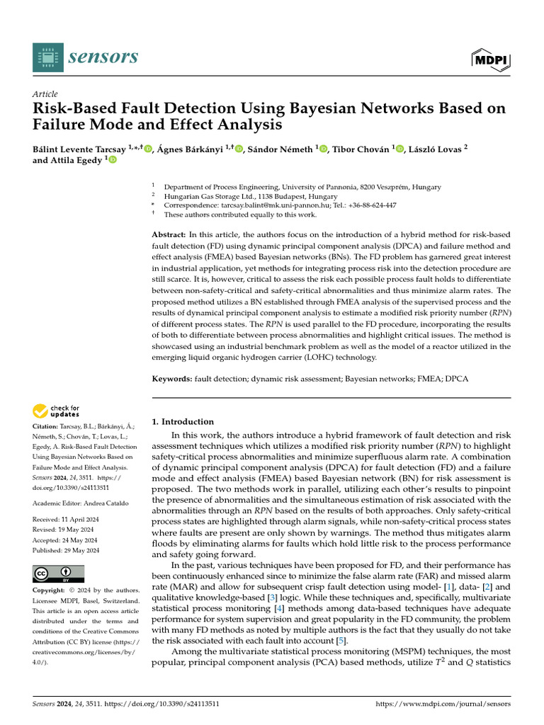Risk-Based Fault Detection Using Bayesian Networks | PDF | Principal Component Analysis ...