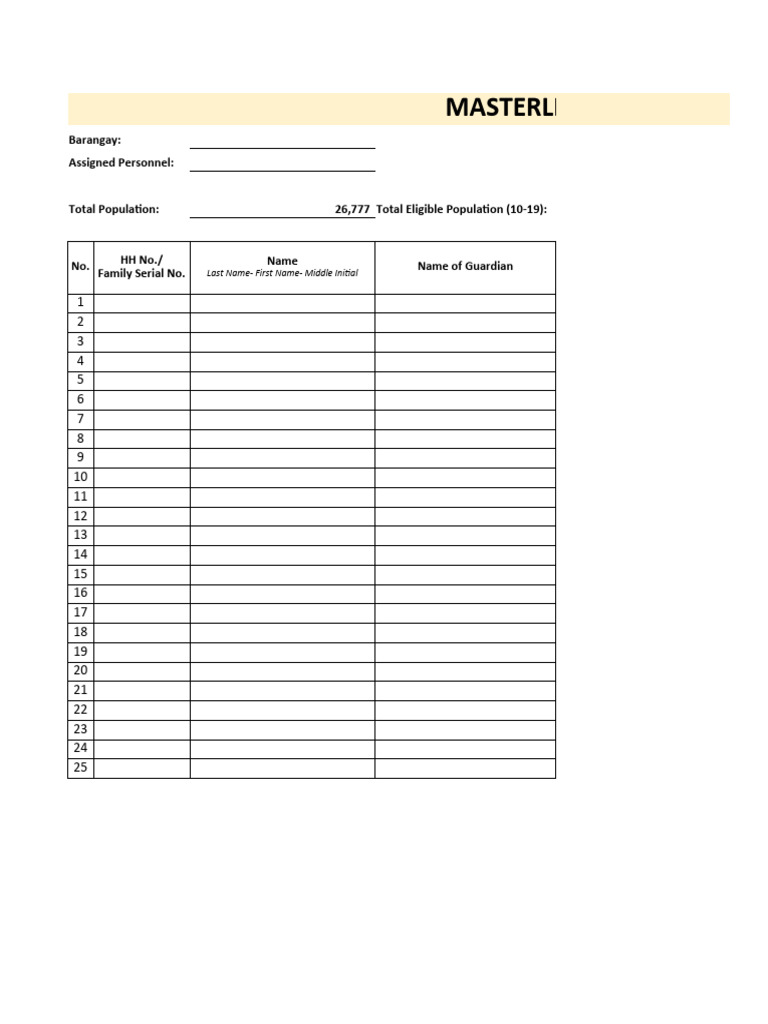 9 14 and 15 19y.o BAYANG Adolescent Masterlist 2024 4 | PDF | Adolescence | Human Life Stages