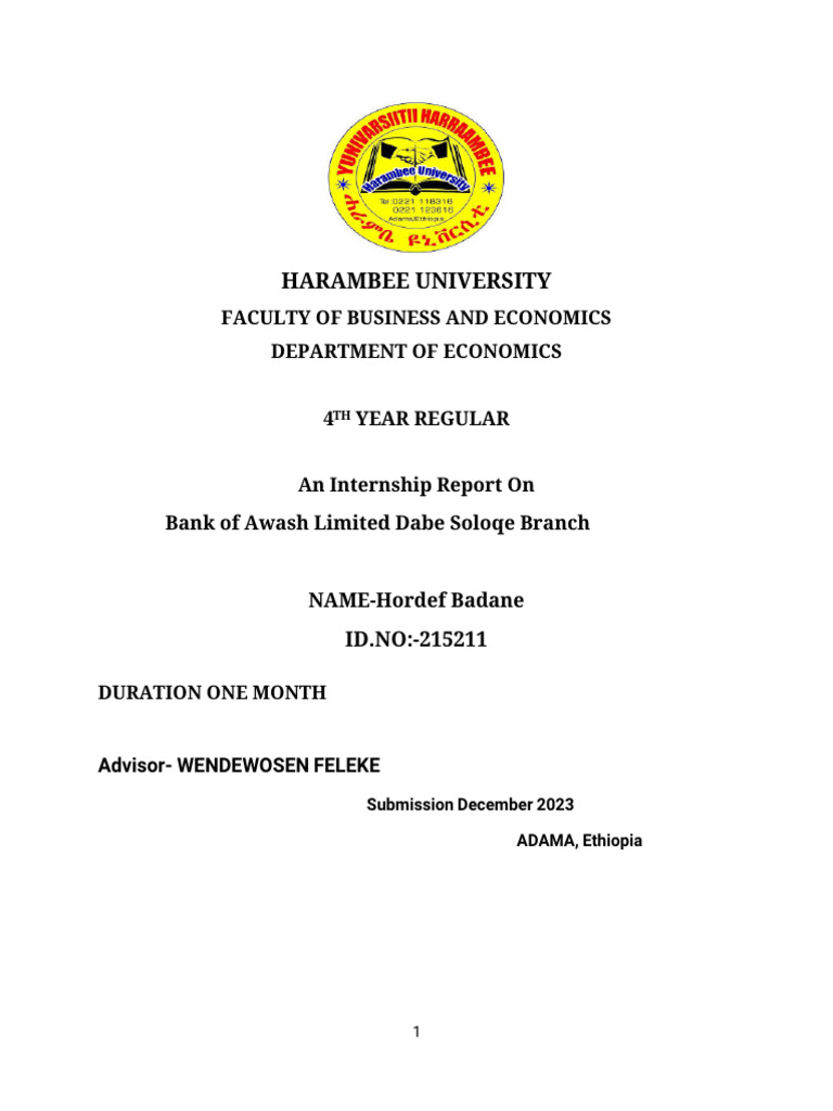 Harambee University: Faculty of Business and Economics Department of ...