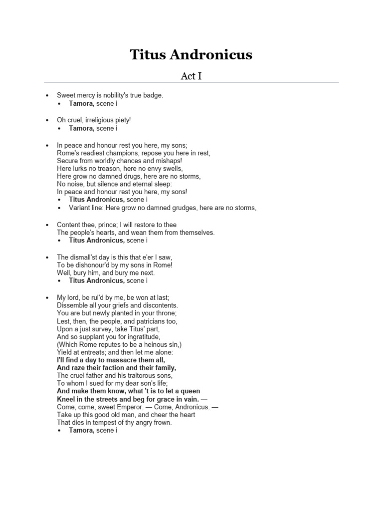 Titus Andronicus QUOTES | PDF
