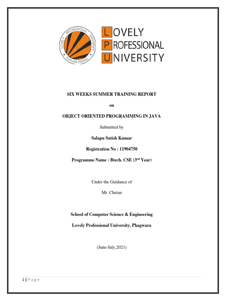 Summer Training Report Java.pdf | PDF | Method (Computer Programming ... Summer Training Report Java.pdf | PDF | Method (Computer Programming ...