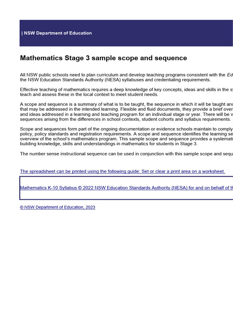 Mathematics s3 Scope and Sequence | PDF | Numbers | Area