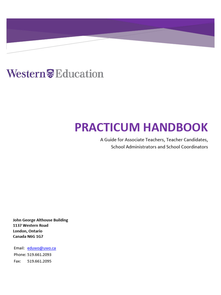 Handbook - November - 2018 - Education B - Ed - Practicum | PDF ...