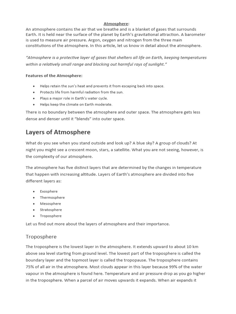 Atmosphere | PDF | Atmosphere Of Earth | Atmosphere