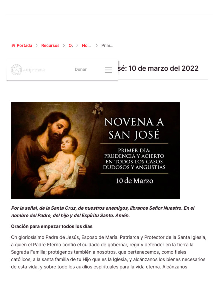 Primer Día de La Novena A San José 10 de Marzo D | PDF | María, madre ...