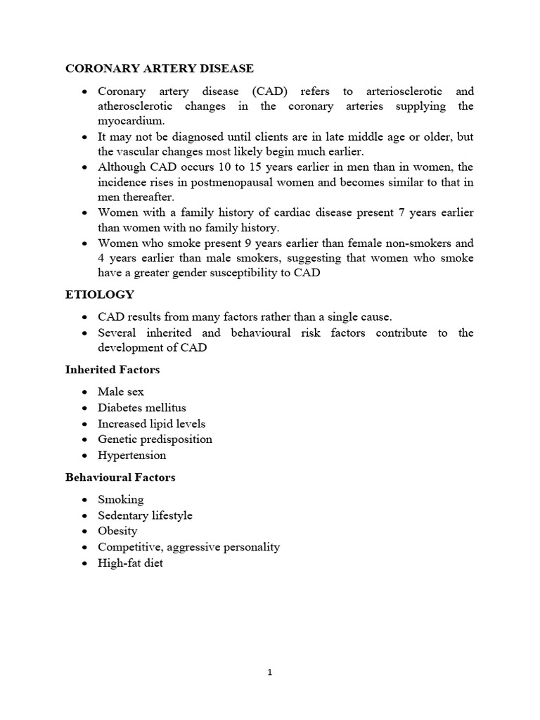 CAD MI & ANGINA | PDF | Coronary Artery Disease | Myocardial Infarction