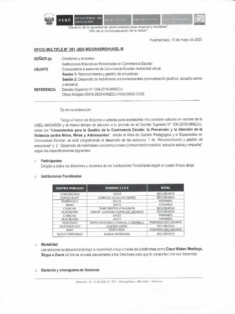 Oficio Múltiple 051-Agp | PDF