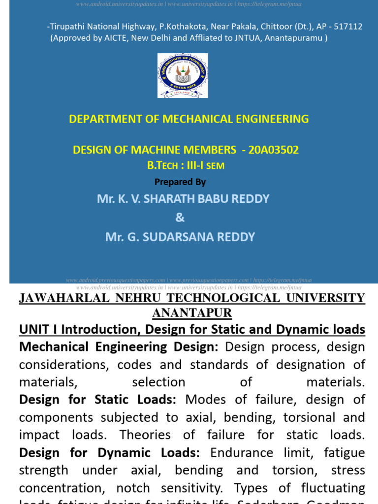 JNTUA Machine Design Course Overview | PDF | Engineering Tolerance ...