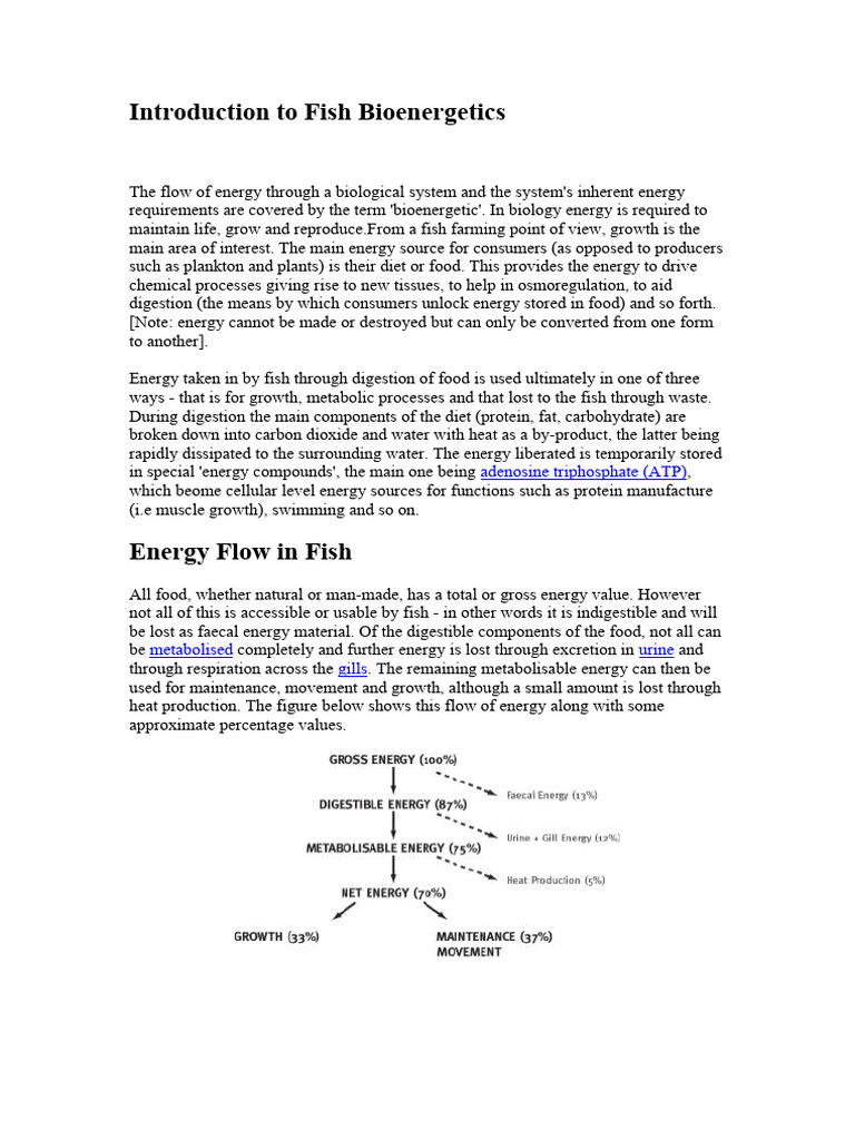 Introduction To Fish Bioenergetics | PDF | Metabolism | Carbohydrates
