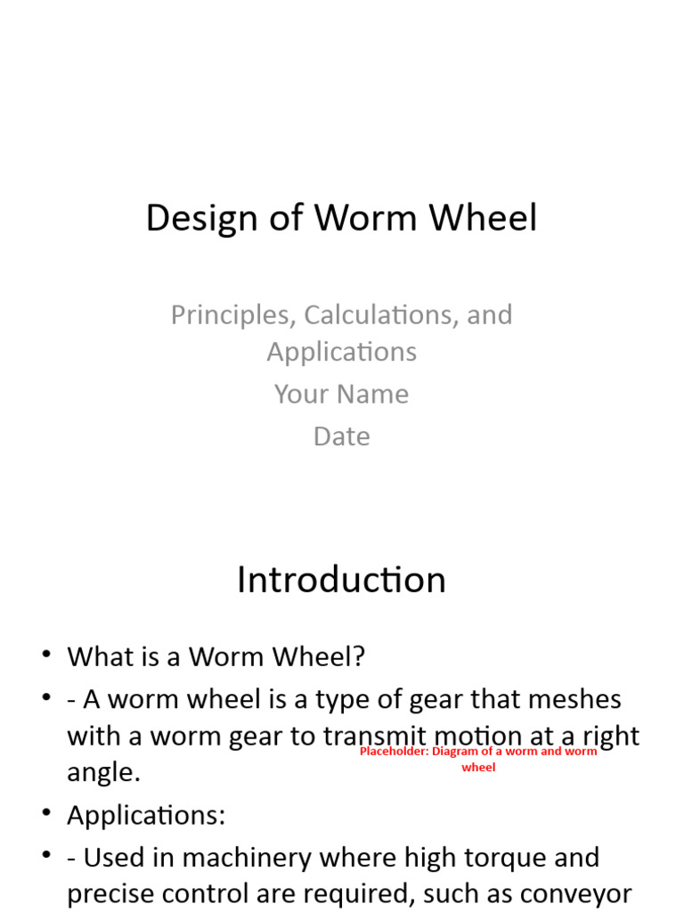 Worm Wheel Design Presentation Detailed | PDF | Gear | Mechanical ...