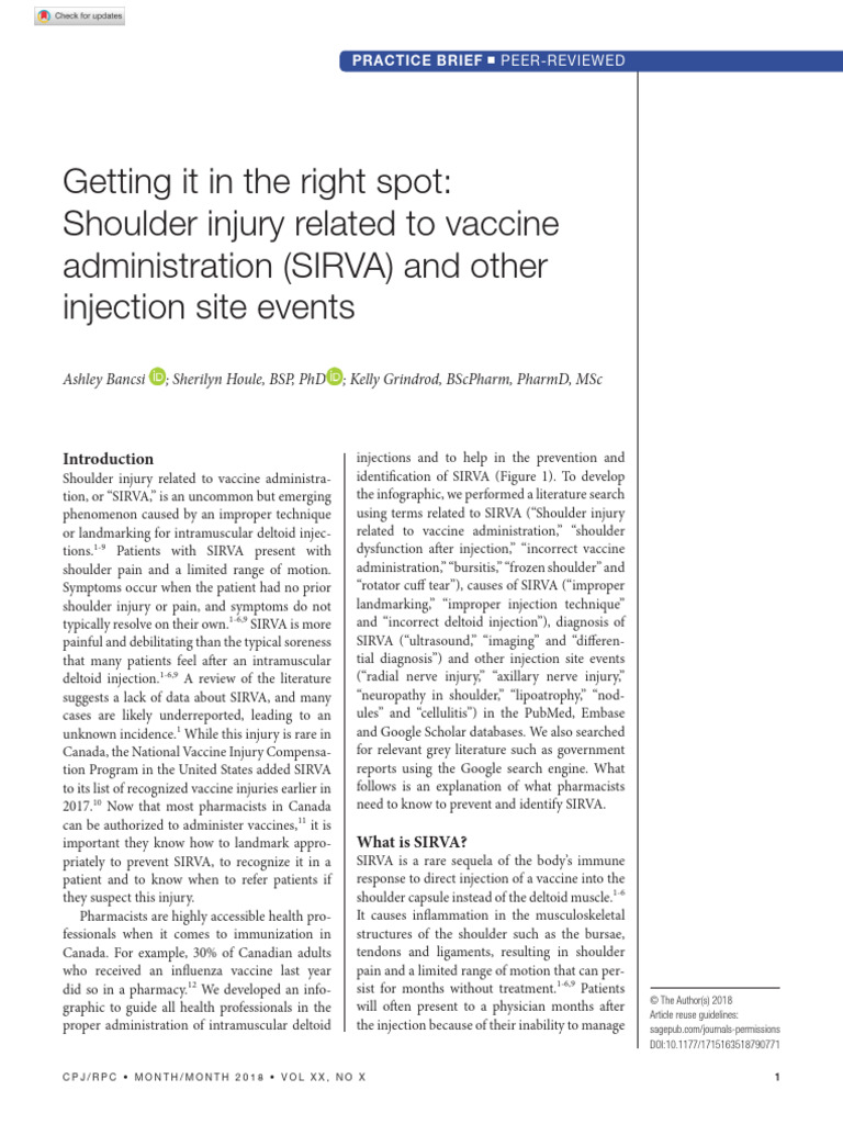 Getting It in The Right Spot Shoulder Injury Related To Vaccine ...