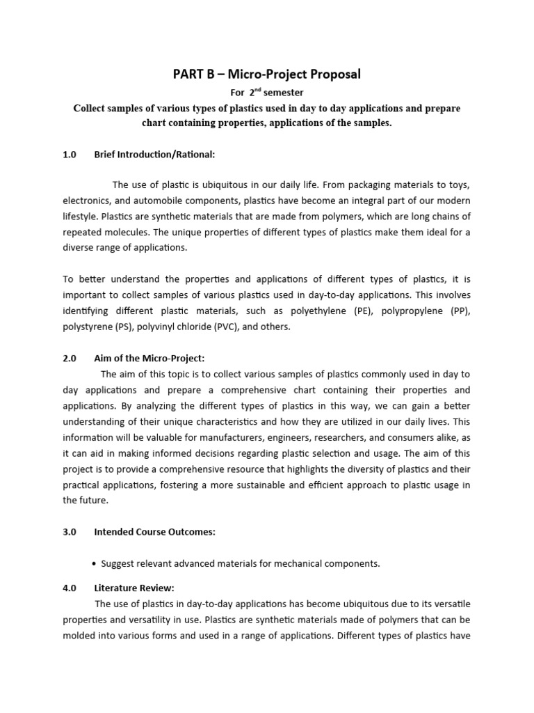 Part B MEM Microproject | PDF | Plastic | Thermoplastic