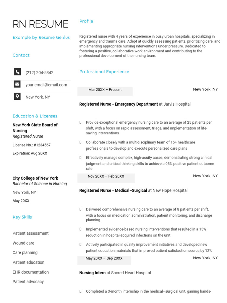 RN Resume Template and Guide | PDF | Nursing | Résumé