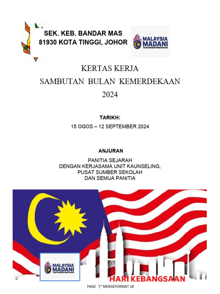 Kertas Kerja Bulan Merdeka SKBM 2024 | PDF