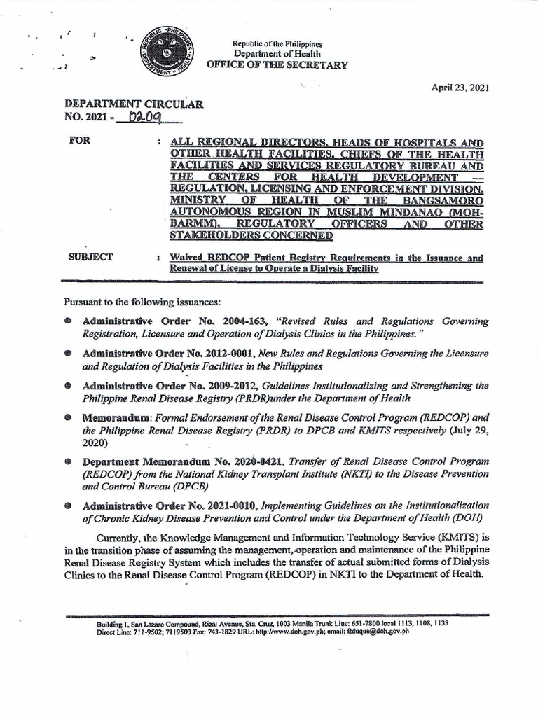 2021 0209 Memo For REDCOP Patient Registry Form | PDF