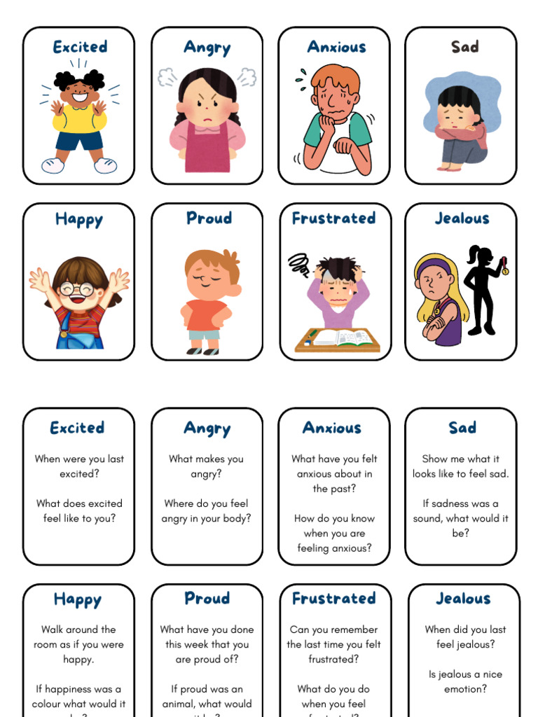 Emotion Discussion Flashcards in Colorful Illustrative Style | PDF