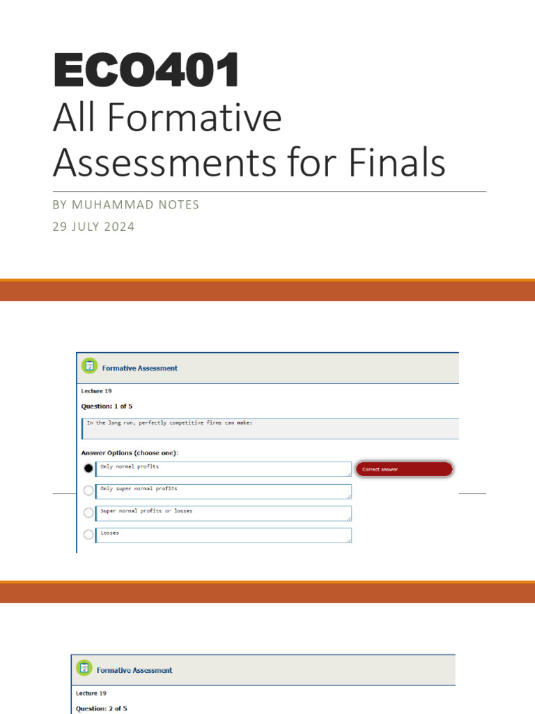 ECO401 Final Formative Assessments | PDF