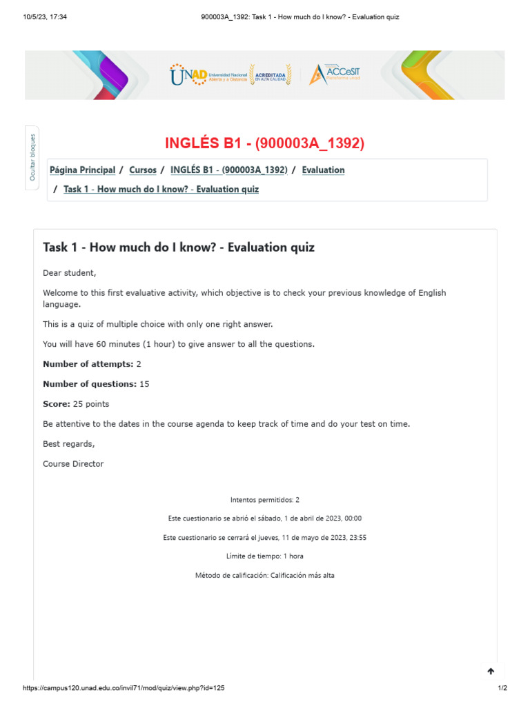 900003A - 1392 - Task 1 - How Much Do I Know - Evaluation Quiz | PDF | Cognitive Science ...