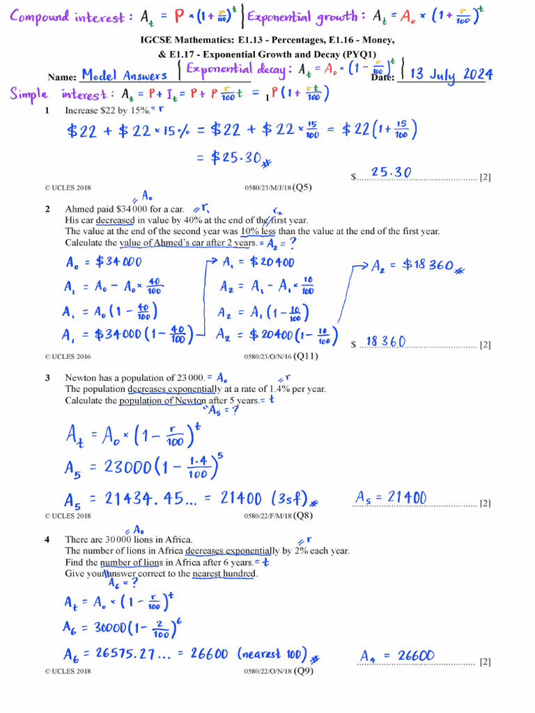 IGCSE Maths - E1.13, 1.16, 1.17 (Part 1) - Simple, Compound Int Exp ...