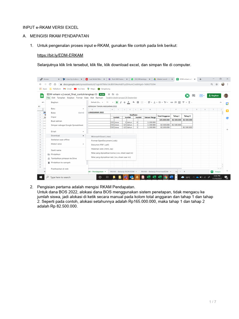 Penjelasan Tahapan Mengisi E-Rkam Versi Excel | PDF | Komputer