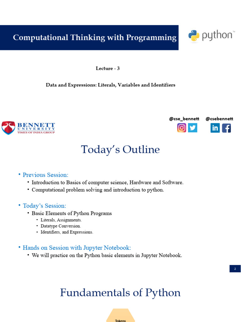 Lec 3 Expression And Data Pdf Variable Computer Science Boolean Data Type