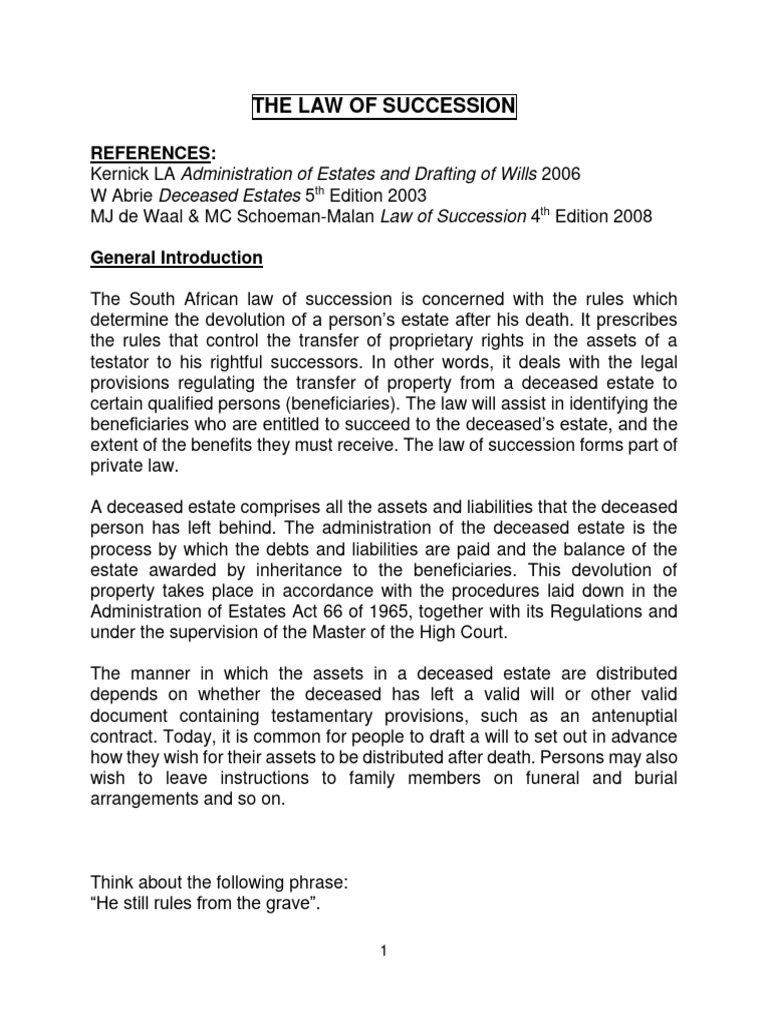 Succession and The Law of Wills | PDF | Will And Testament | Intestacy
