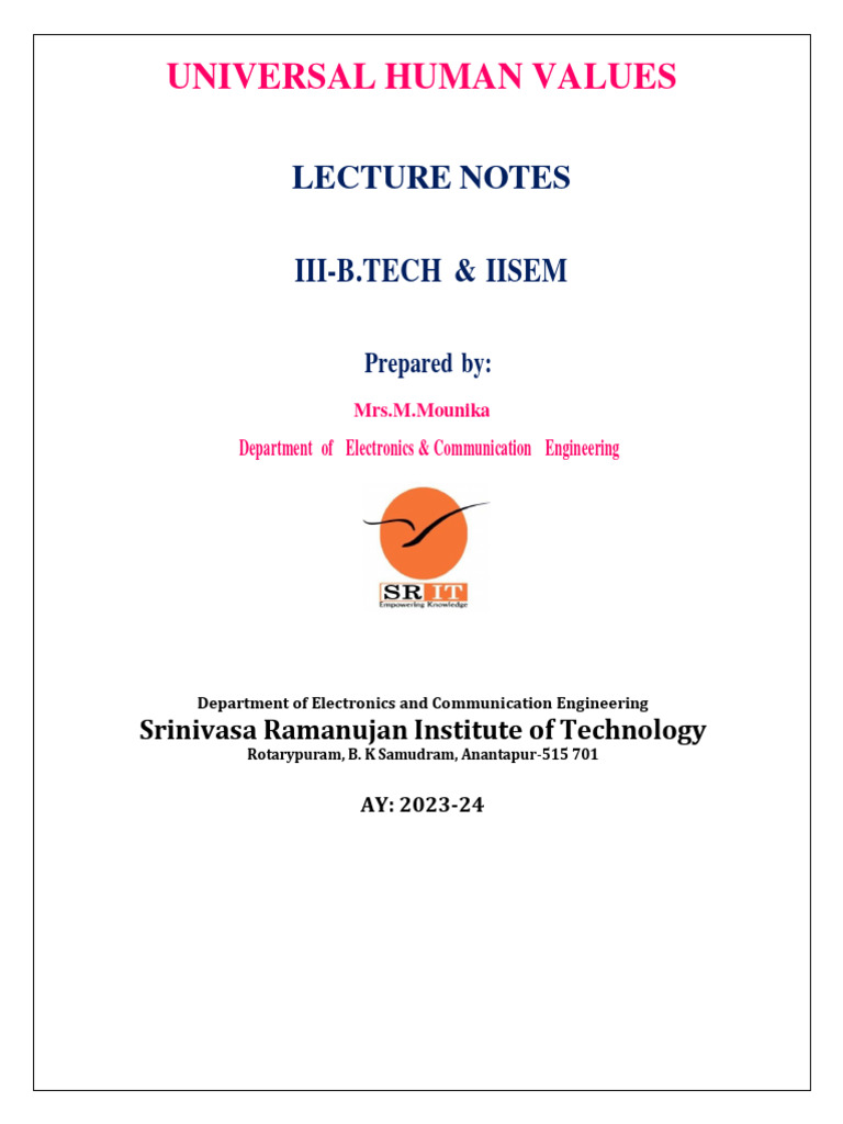 Uhv Notes | PDF | Happiness | Consciousness