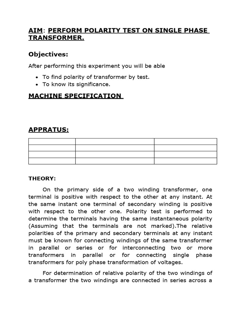 14 Polarity Test Final | PDF | Transformer | Voltage