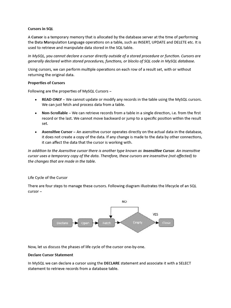 Cursors in SQL | PDF | Computer Data | Data Management Software