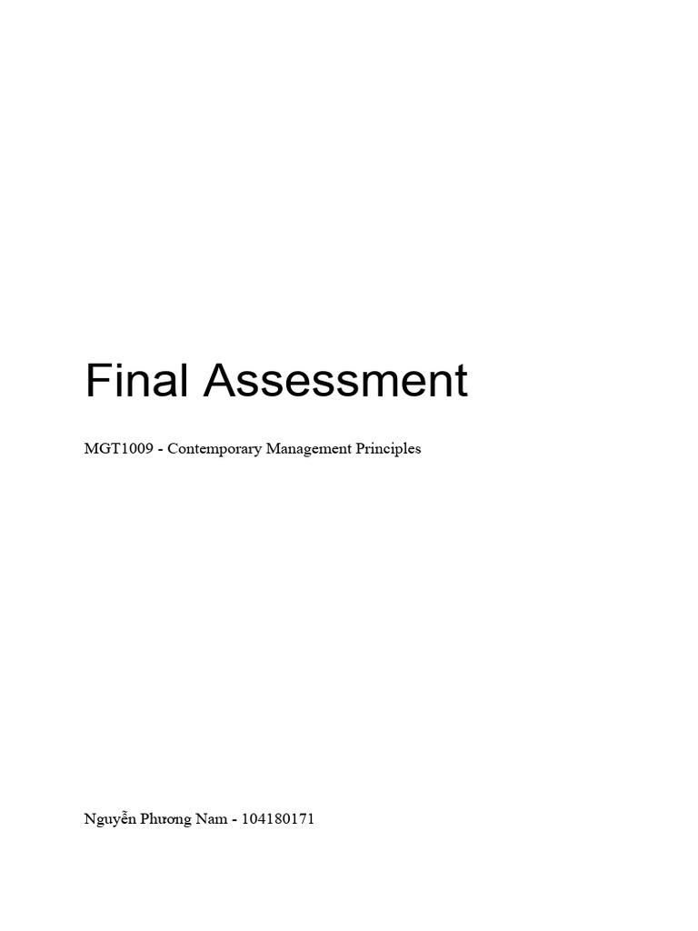 MGT10009 - Final Assesment - Nguyen Phuong Nam | PDF | Innovation | Performance Indicator