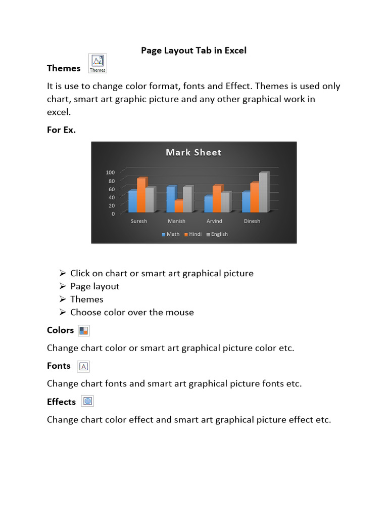 Excel Page Layout Tab Guide | PDF | Page Layout | Typefaces