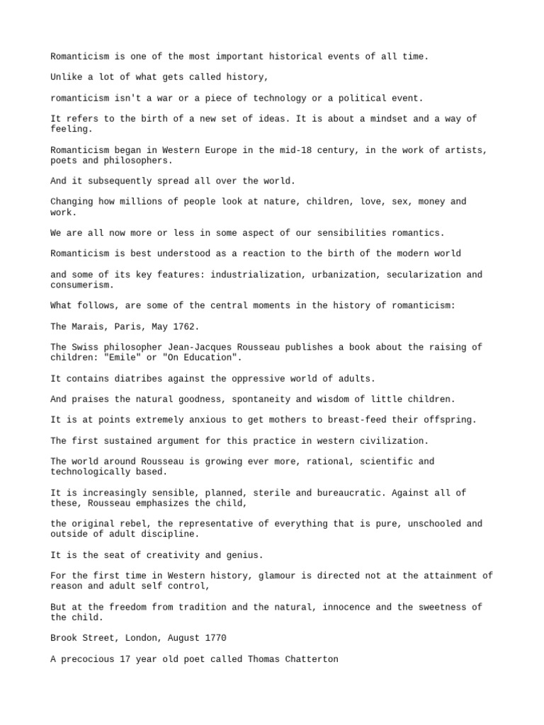 History of Romanticism's Ideas | PDF | Romanticism | The Sorrows Of ...