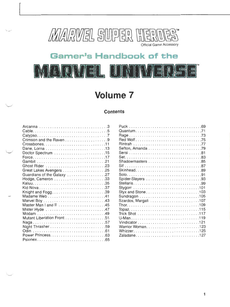Marvel Super Heroes - Gamer's Handbook of The Marvel Universe 1991 ...