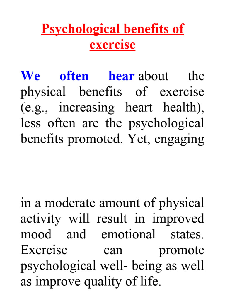 Psychological Benefits of Exercise | PDF | Major Depressive Disorder ...
