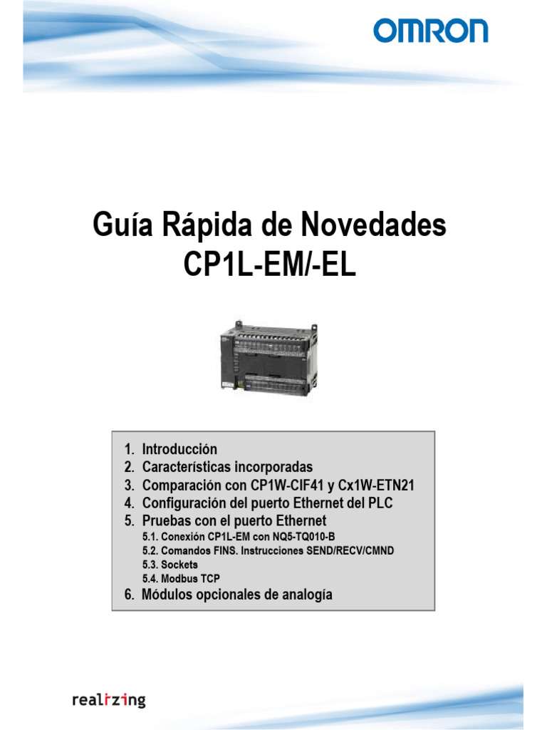 Guía Rápida de Novedades CP1L - E | PDF | Zócalo de red | Protocolo de Control de Transmisión