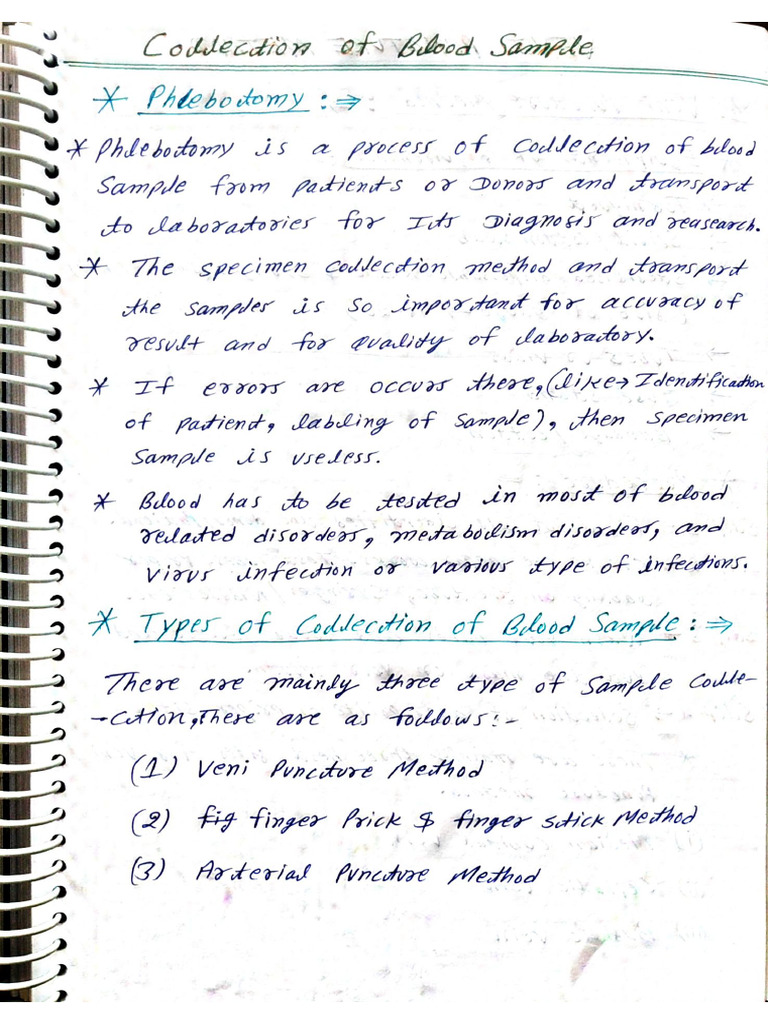 Collection of Blood Samples | PDF