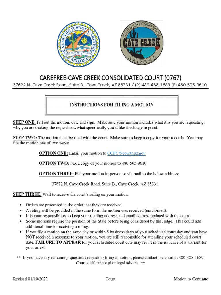 Motion Filing Instructions for Court | PDF | Law