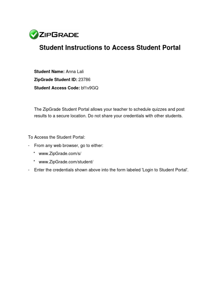Accessing ZipGrade Student Portal | PDF | Career & Growth | Business
