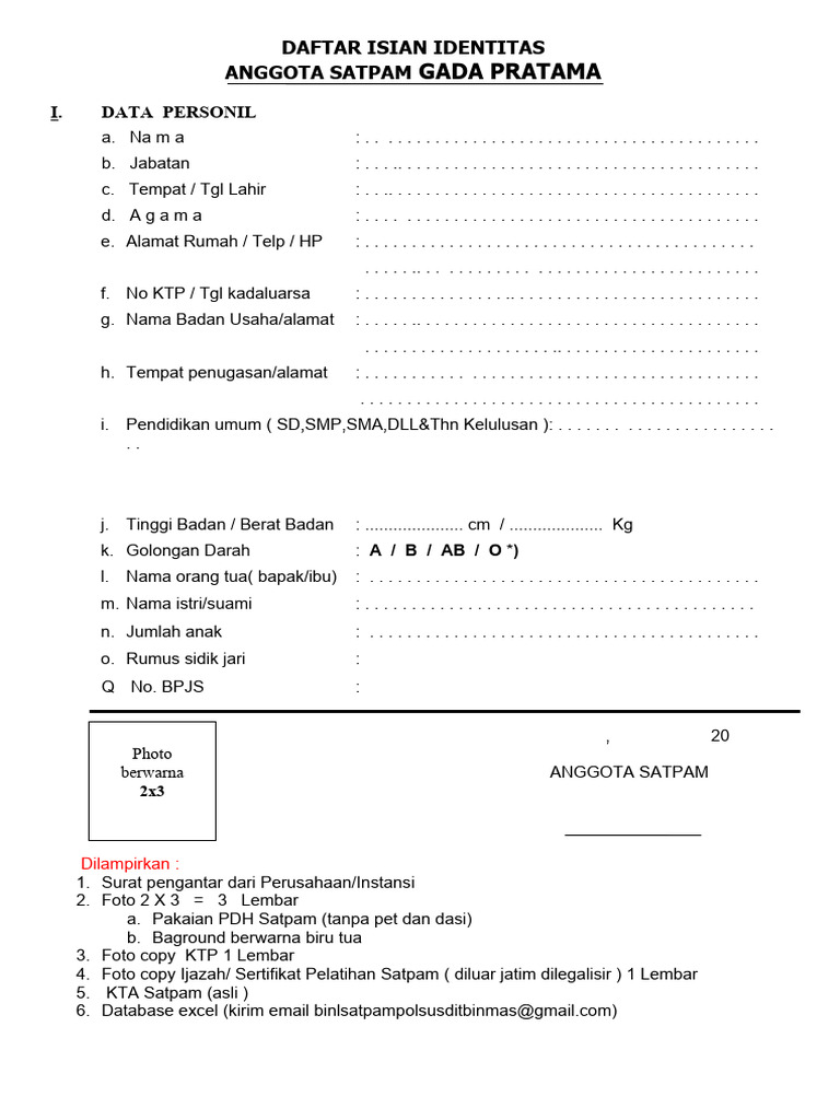 Formulir - Kta Gada Pratama | PDF