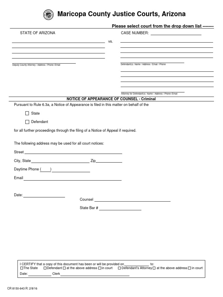 Criminal Counsel Appearance Notice | PDF