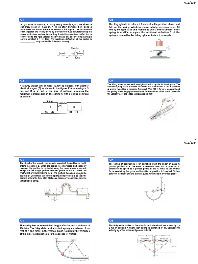 Work Energy Springs Assignment | PDF | Force | Mass