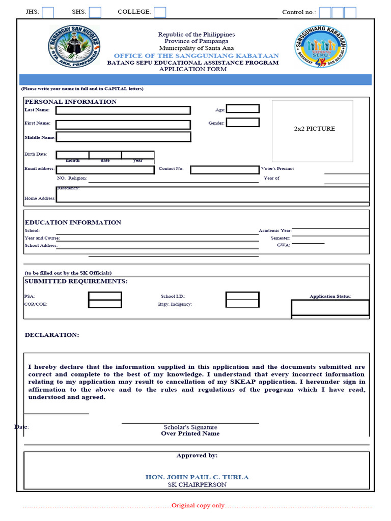 SK Scholar Form 2022 | PDF
