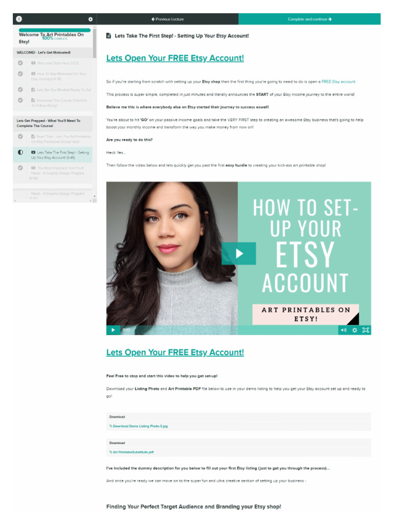 Setting Up Your Etsy Account! | PDF