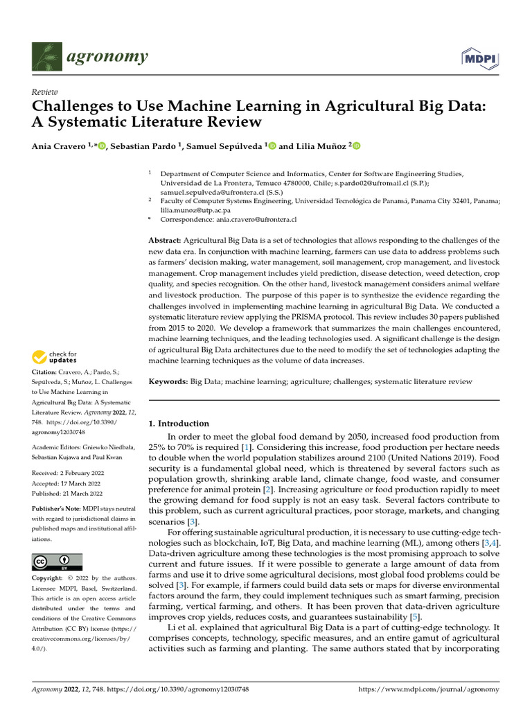 Agronomy 12 00748 v2 | PDF | Machine Learning | Agriculture