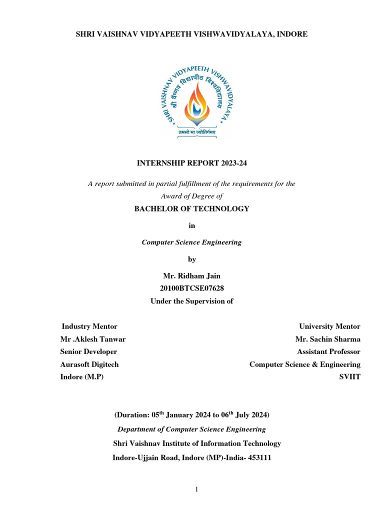 Ridham Internship Report PDF | PDF | Web Development | User Interface