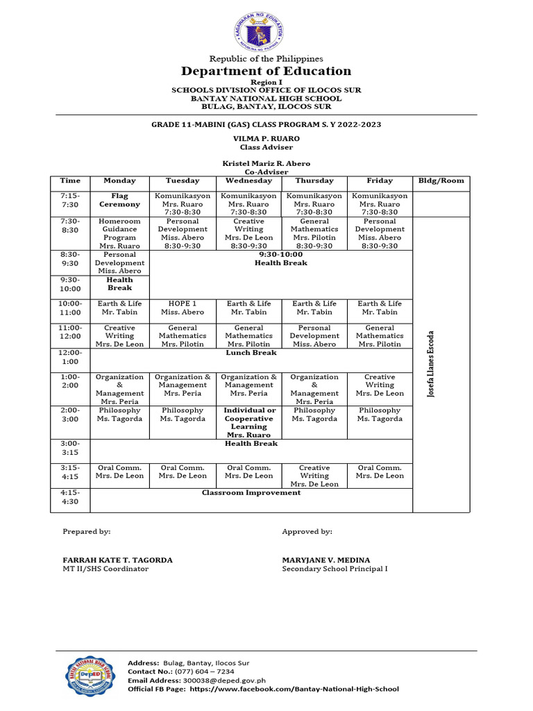 1st Sem. Sched 2022-2023FINAL | PDF | Educational Organizations | Educational Institutions