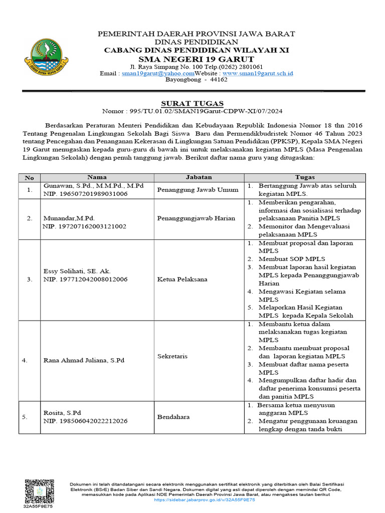 Surat - Tugas - MPLS - 2024-2025 - 10072024 - 022255 - Signed Edit 2 | PDF